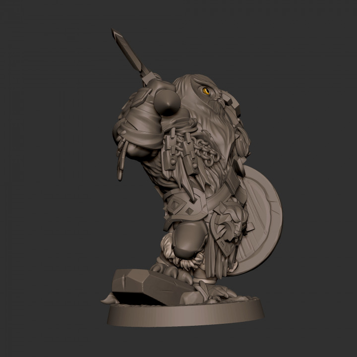 3D Printable Owlfolk Barbarian (2 Versions) by Bite the Bullet