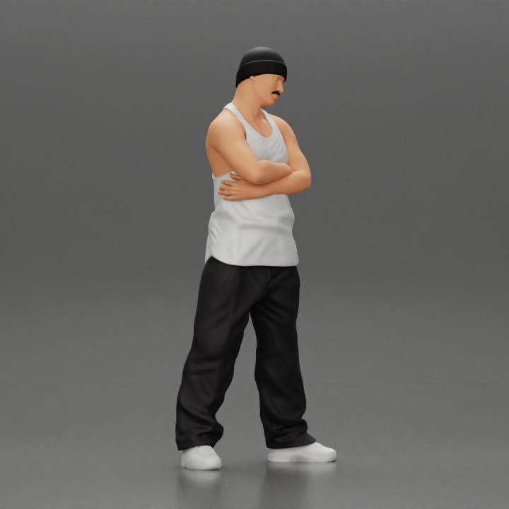 3D Printable gangster homie arms crossed in hat by 3DGeschaft ...
