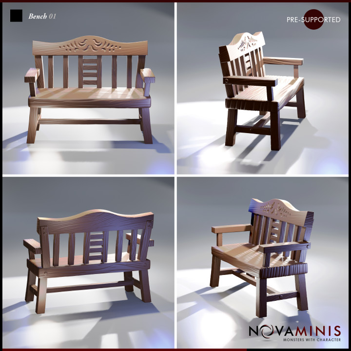 3D Printable Bench 01 by NovaMinis