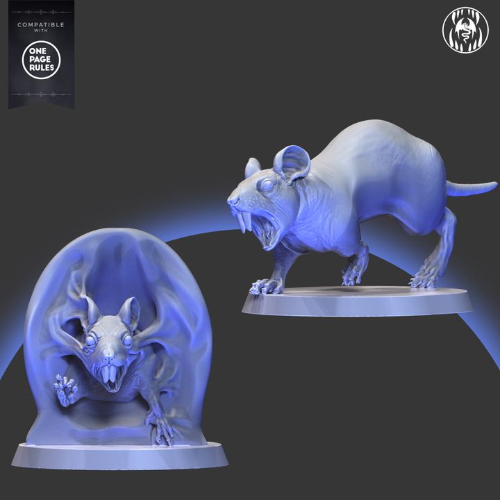 3D Printable Rats 2 miniatures by Imp3dsion