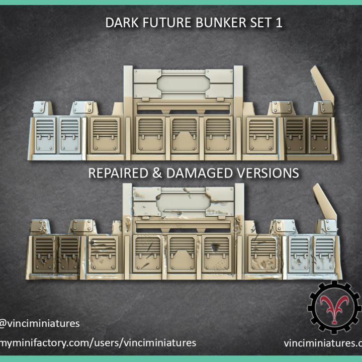 3D Printable DARK FUTURE BUNKER SET 1 by vinciminiatures