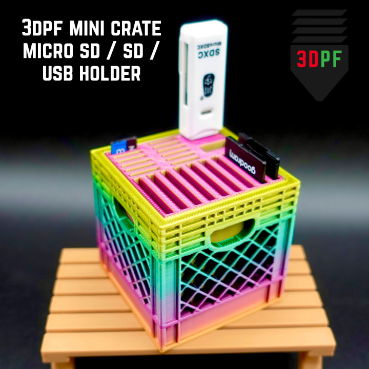 3D Printable Micro SD / SD / USB Holder (75% Scale Mini Crate) by ...