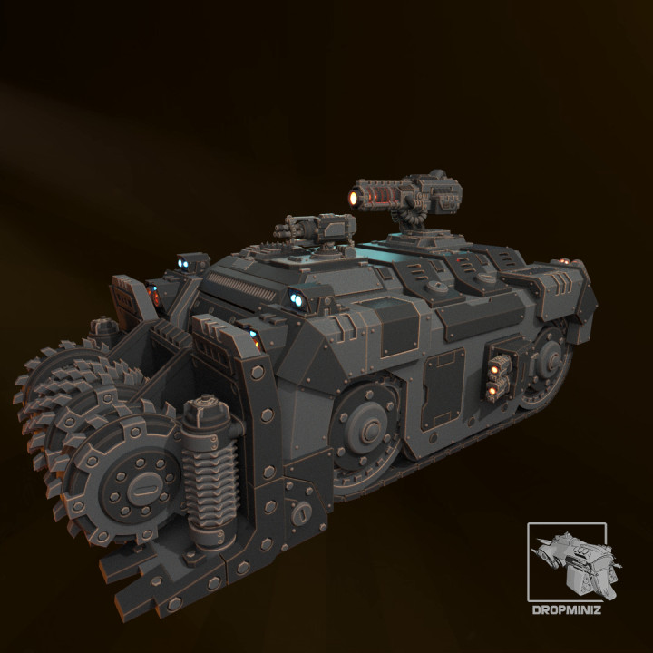 3D Printable Sci-fi Dwarf Tank - Drilldozer by DropMiniz