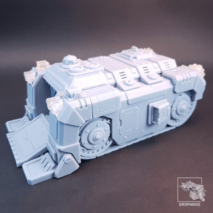 3D Printable Sci-fi Dwarf Tank - Drilldozer by DropMiniz