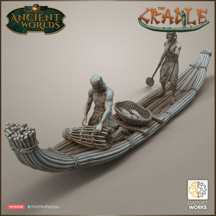 3D Printable Mesopotamian Reed Boat with Fishermen - The Cradle by ...