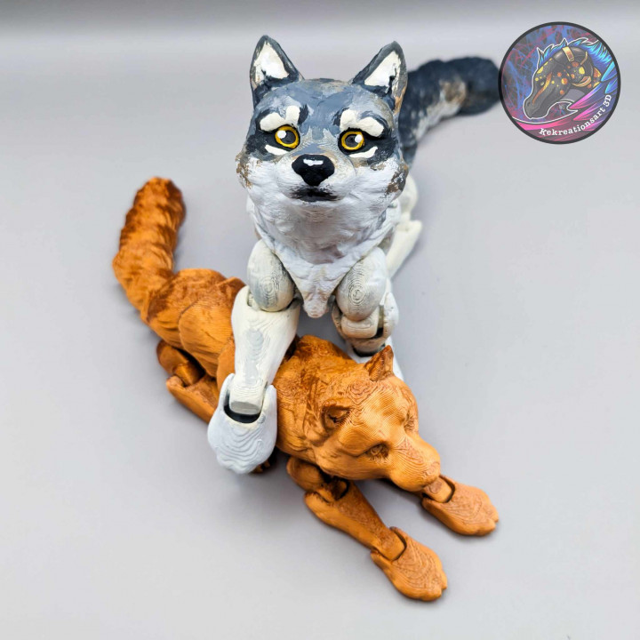 3D Printable Flexi Wolf, Articulated wolf by Kirsten M