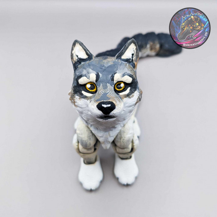 3D Printable Flexi Wolf, Articulated wolf by Kirsten M