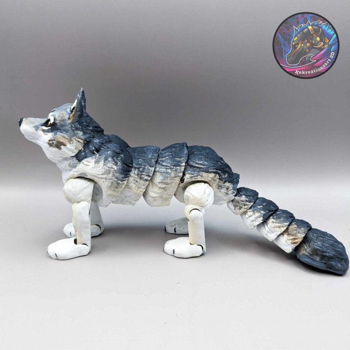 3D Printable Flexi Wolf, Articulated wolf by Kirsten M