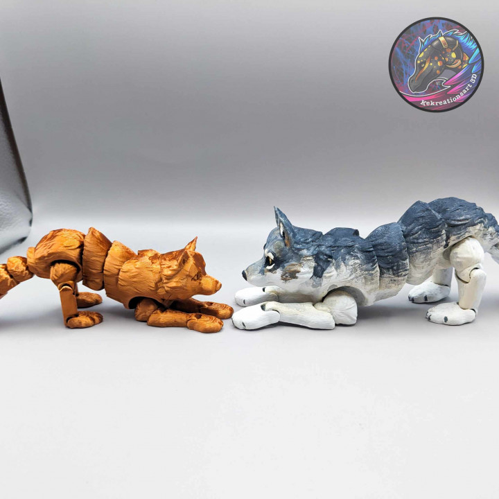 3D Printable Flexi Wolf, Articulated wolf by Kirsten M