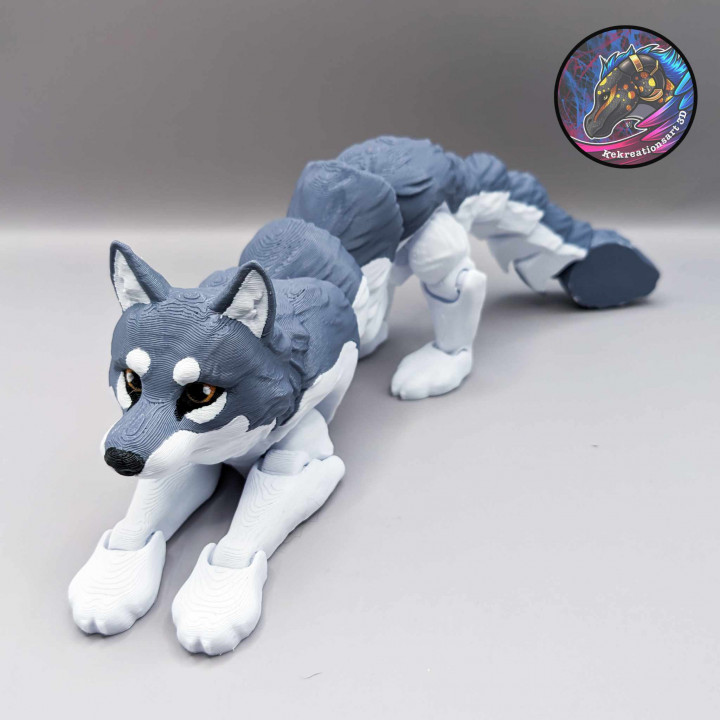 3D Printable Flexi Wolf, Articulated wolf by Kirsten M