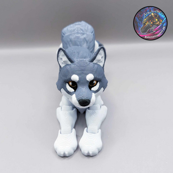 3D Printable Flexi Wolf, Articulated wolf by Kirsten M