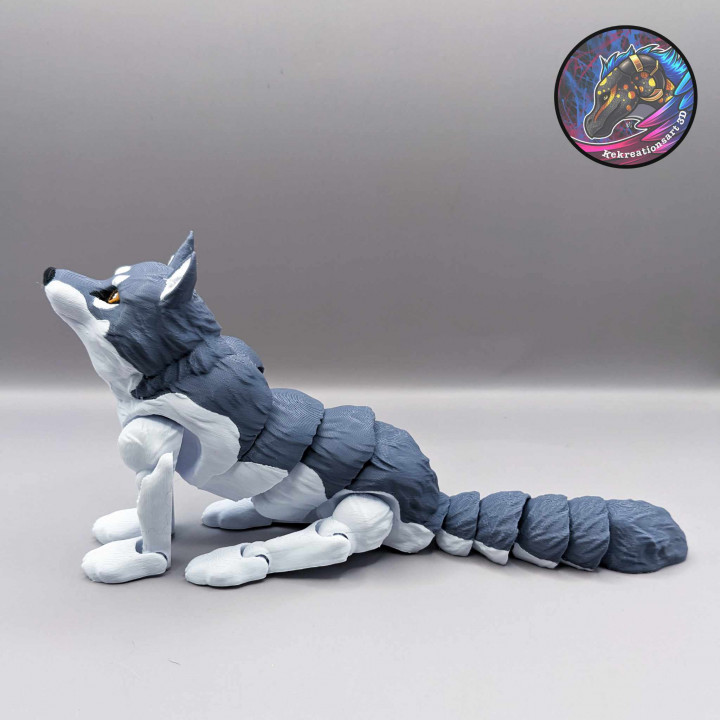 3D Printable Flexi Wolf, Articulated wolf by Kirsten M