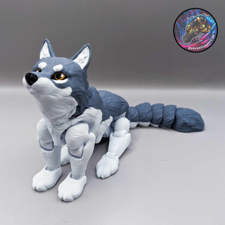 3D Printable Flexi Wolf, Articulated wolf by Kirsten M