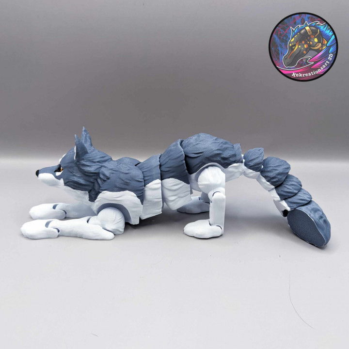 3D Printable Flexi Wolf, Articulated wolf by Kirsten M