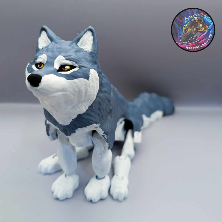3D Printable Flexi Wolf, Articulated wolf by Kirsten M