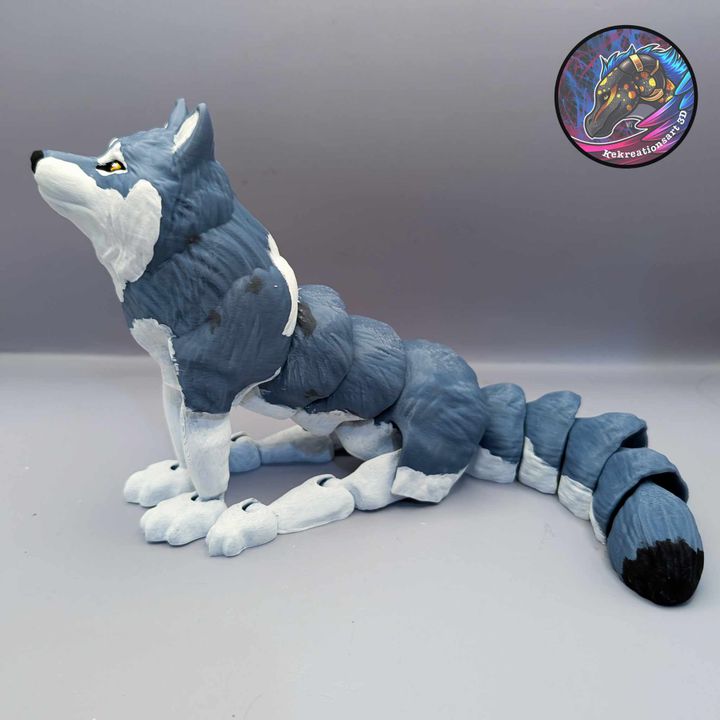3D Printable Flexi Wolf, Articulated wolf by Kirsten M