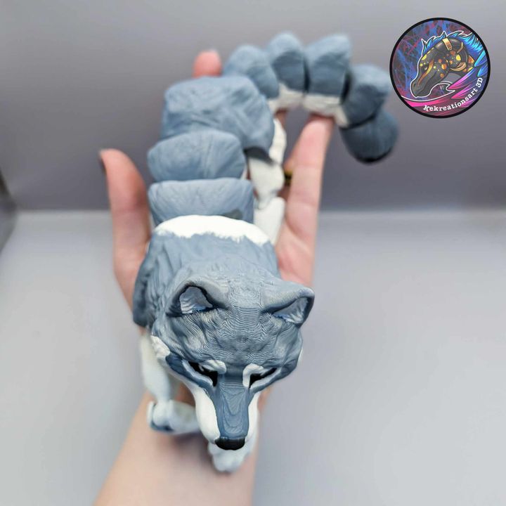 3D Printable Flexi Wolf, Articulated wolf by Kirsten M