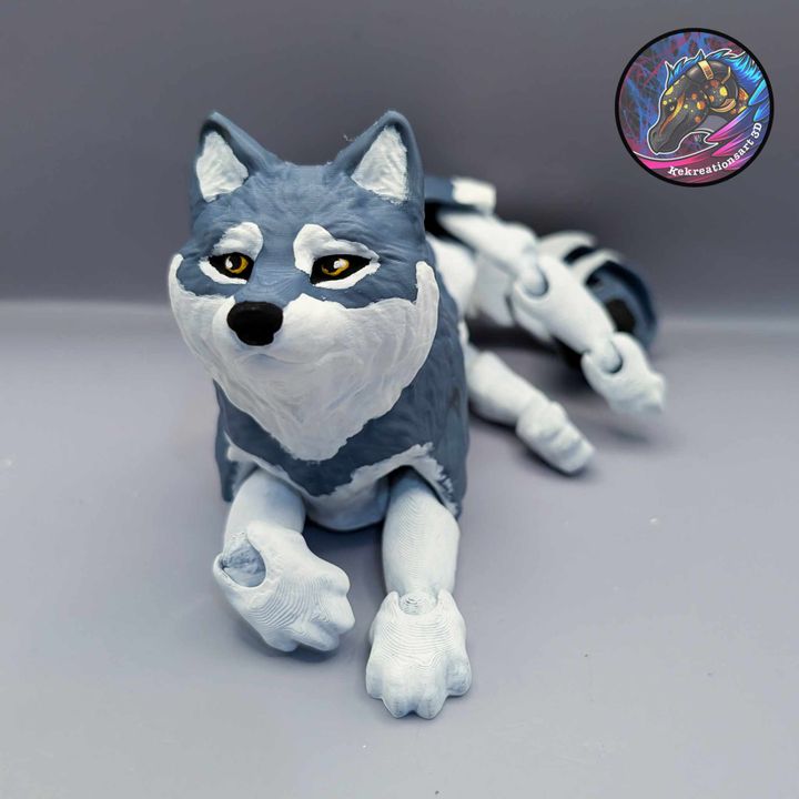 3D Printable Flexi Wolf, Articulated wolf by Kirsten M