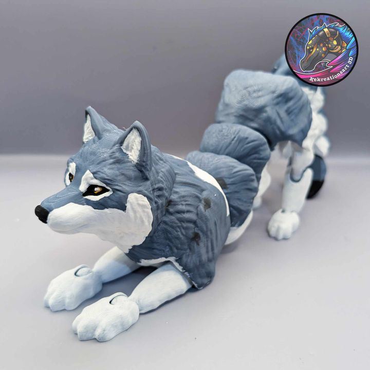 3D Printable Flexi Wolf, Articulated wolf by Kirsten M