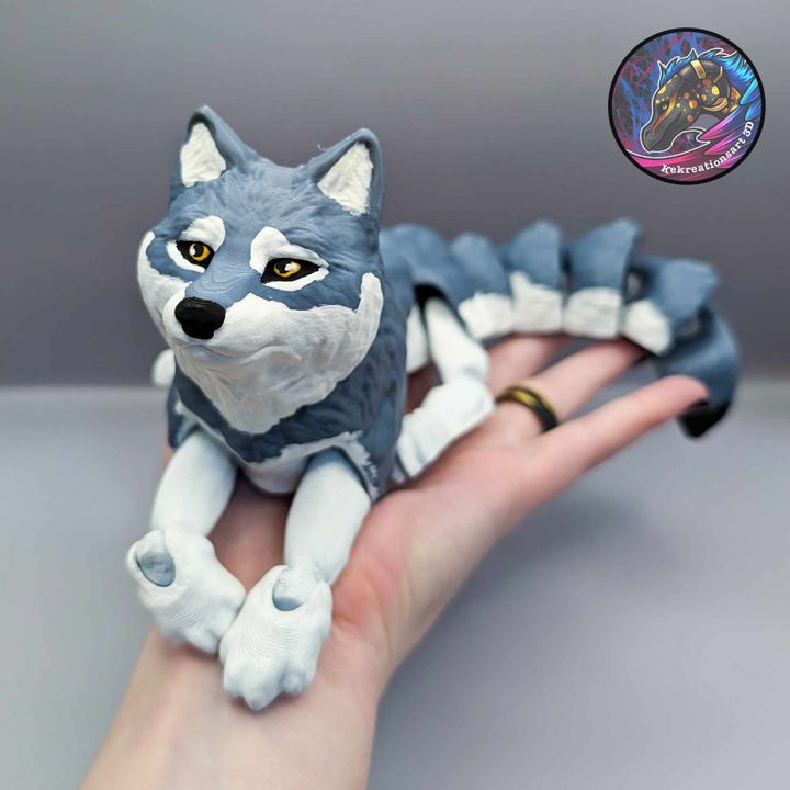 3D Printable Flexi Wolf, Articulated wolf by Kirsten M