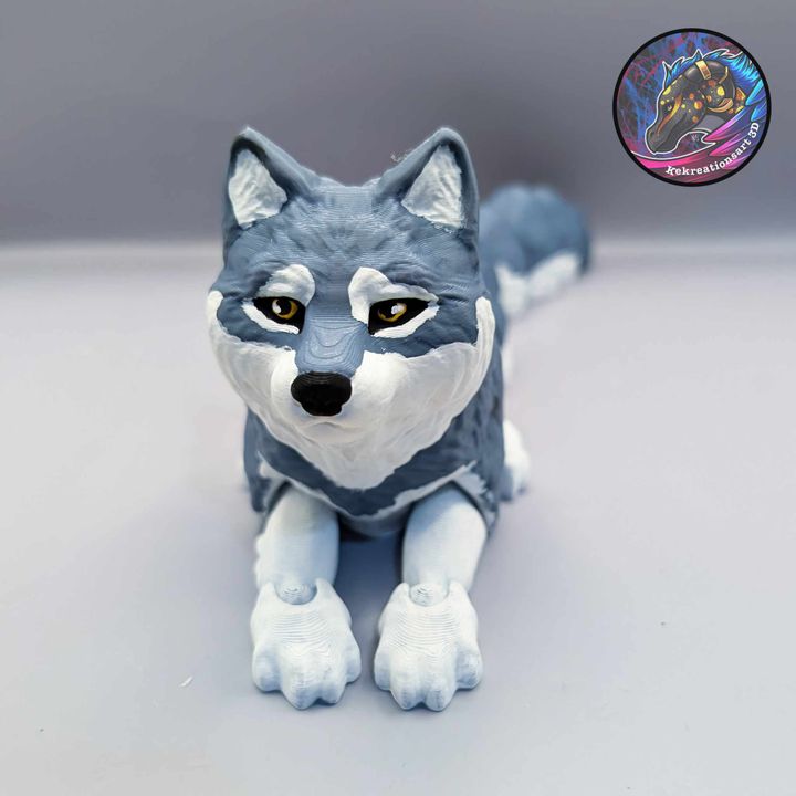 3D Printable Flexi Wolf, Articulated wolf by Kirsten M