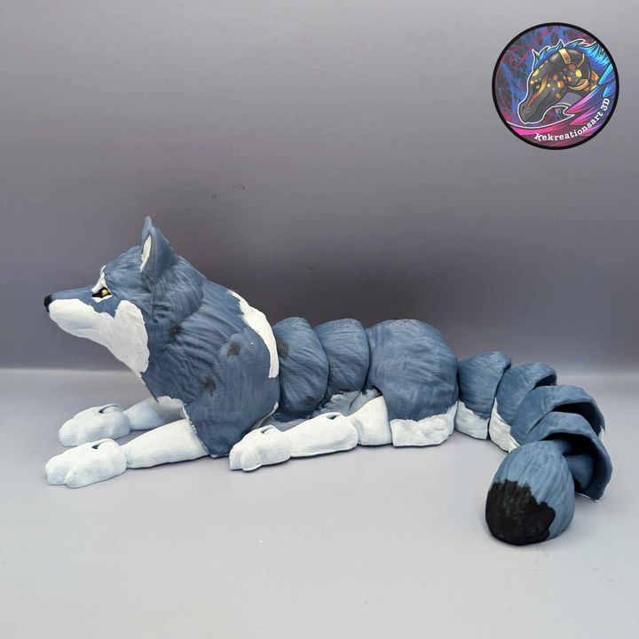 3D Printable Flexi Wolf, Articulated wolf by Kirsten M