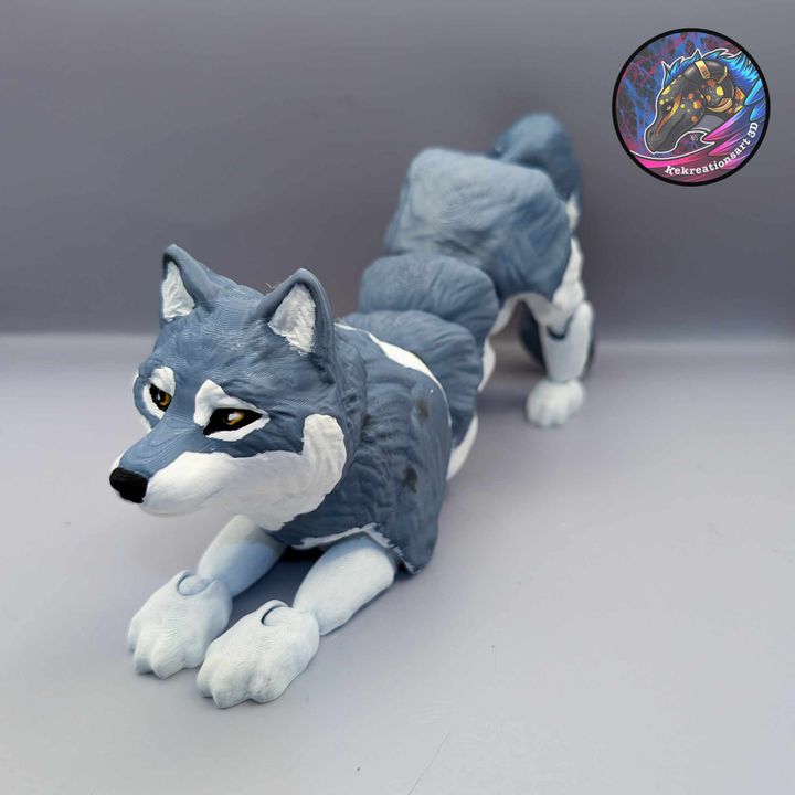 3D Printable Flexi Wolf, Articulated wolf by Kirsten M