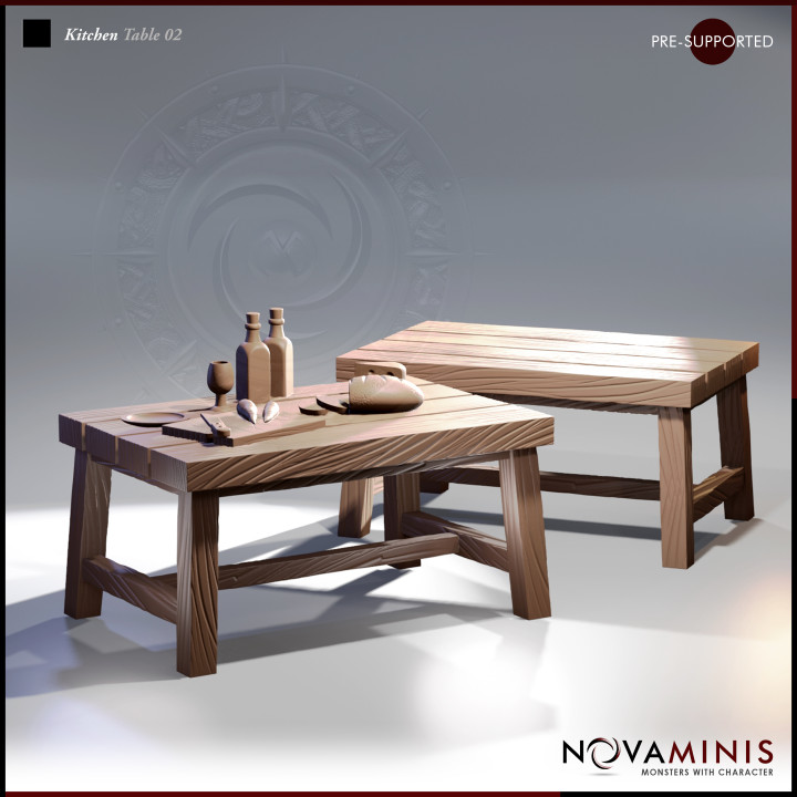 3D Printable Kitchen Table 02 by NOVAMINIS