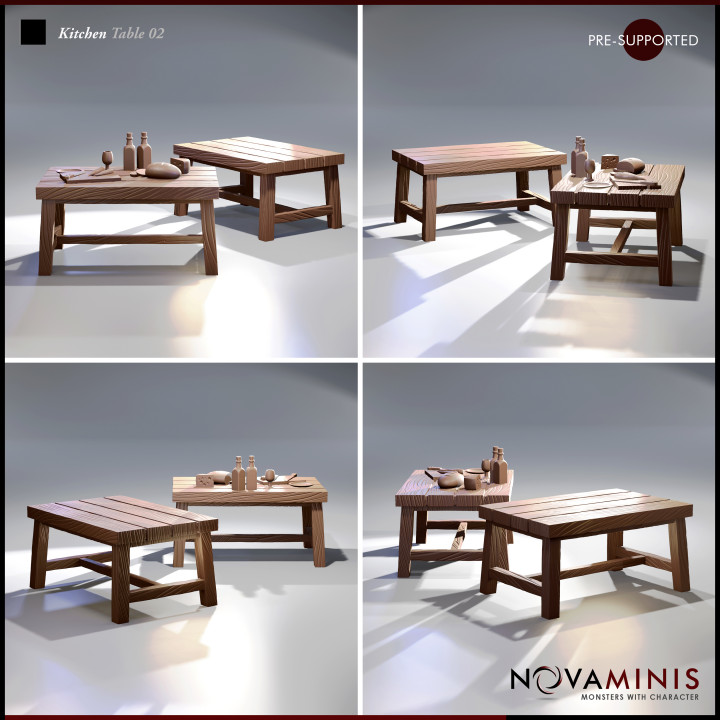 3D Printable Kitchen Table 02 by NOVAMINIS