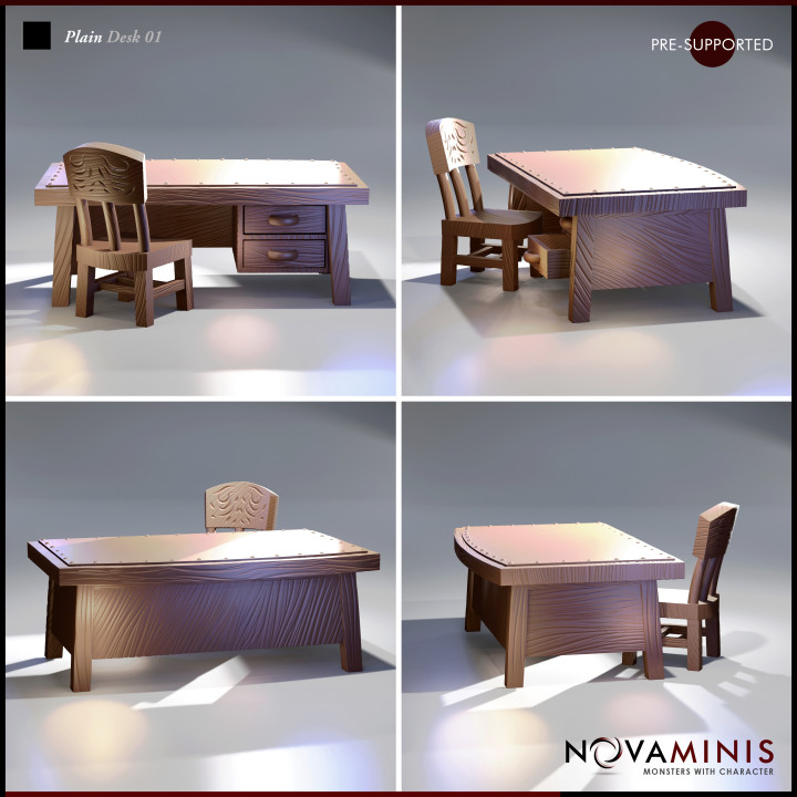 3D Printable Plain Desk 01 by NOVAMINIS