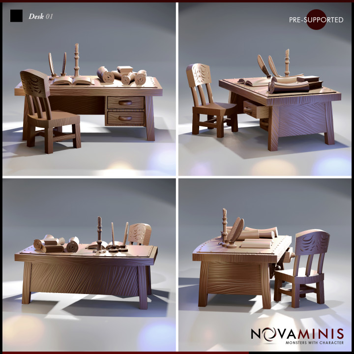 3D Printable Desk 01 by NovaMinis