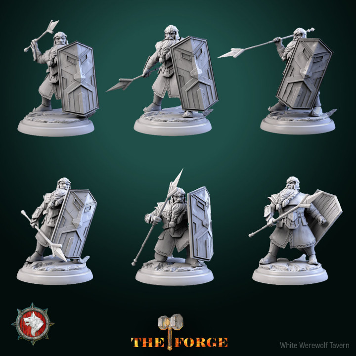 3D Printable Heavy armored dwarves set 6 miniatures 32mm pre-supported ...