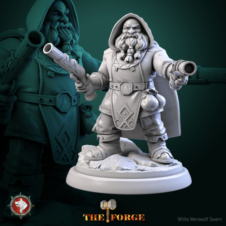 3D Printable Dwarf Gunslingers set 6 miniatures 32mm pre-supported by ...