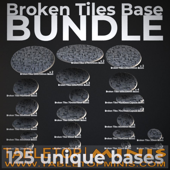 3D Printable Broken Tiles Base Bundle by TableTopMinis