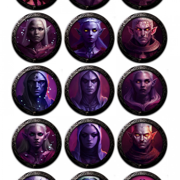 3D Printable Dark Elves / Drow - 15 Pack VTT / Printable Tokens by ...