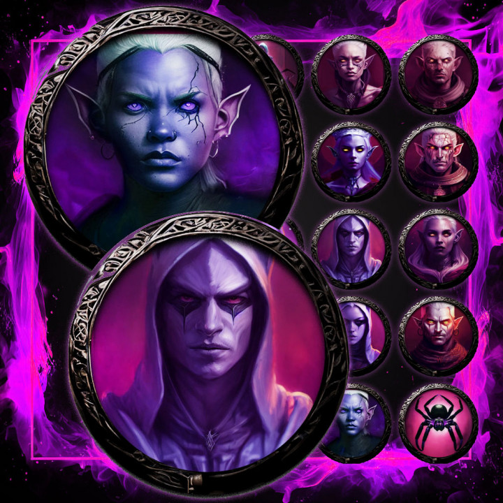 3D Printable Dark Elves / Drow - 15 Pack VTT / Printable Tokens by ...