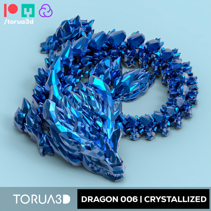 3D Printable Articulated Dragon 006 Crystallized by Torua3D