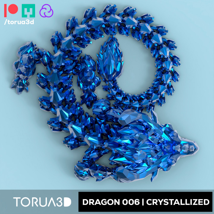 3D Printable Articulated Dragon 006 Crystallized by Torua3D