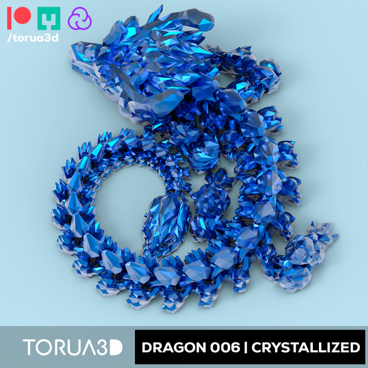3D Printable Articulated Dragon 006 Crystallized by Torua3D
