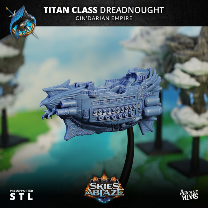 3D Printable Titan Class Dreadnought - Cin'darian Empire by Skies Ablaze