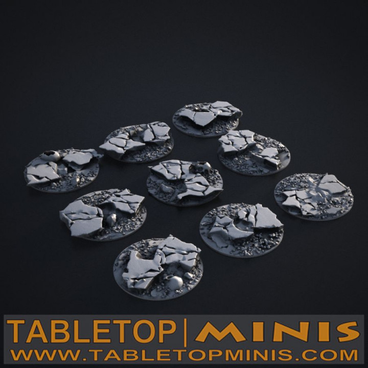 3D Printable Cracked Earth 28mm Bases Topper by TableTopMinis