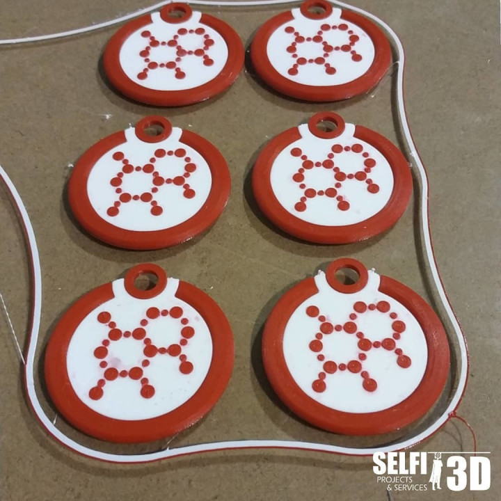 3D Printable SCIENTIFIC MOLECULE KEYCHAIN - two colors by Selfi 3D