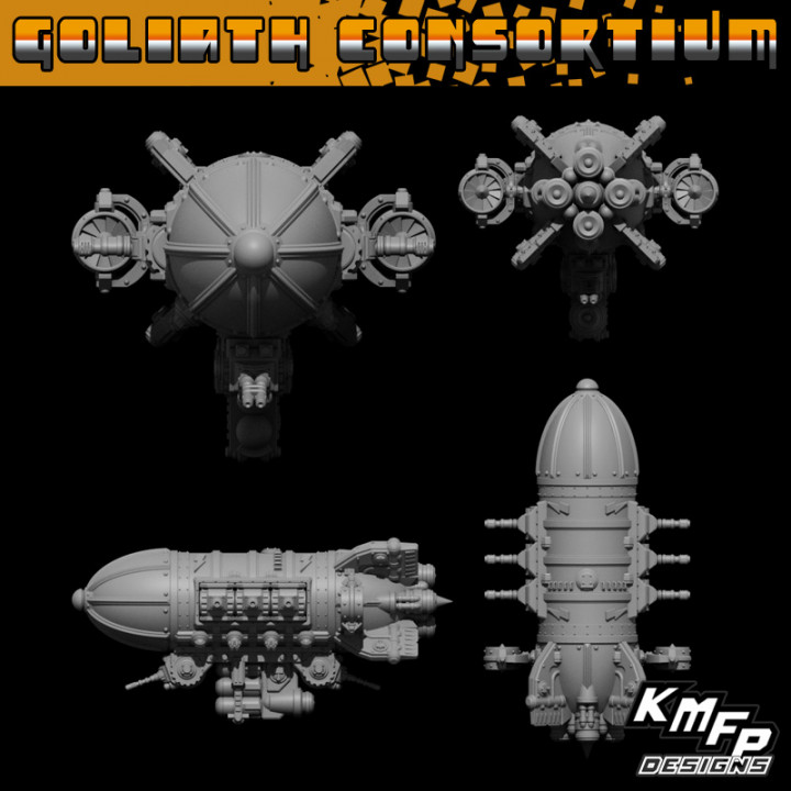3D Printable Goliath Consortium Armoured Airship (6-8mm) by KMFP Designs