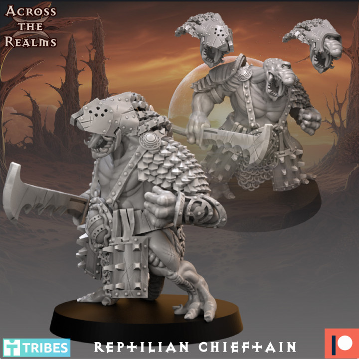 3D Printable Reptillian Chieftain by Across the Realms