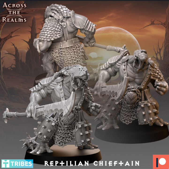 3D Printable Reptillian Chieftain by Across the Realms