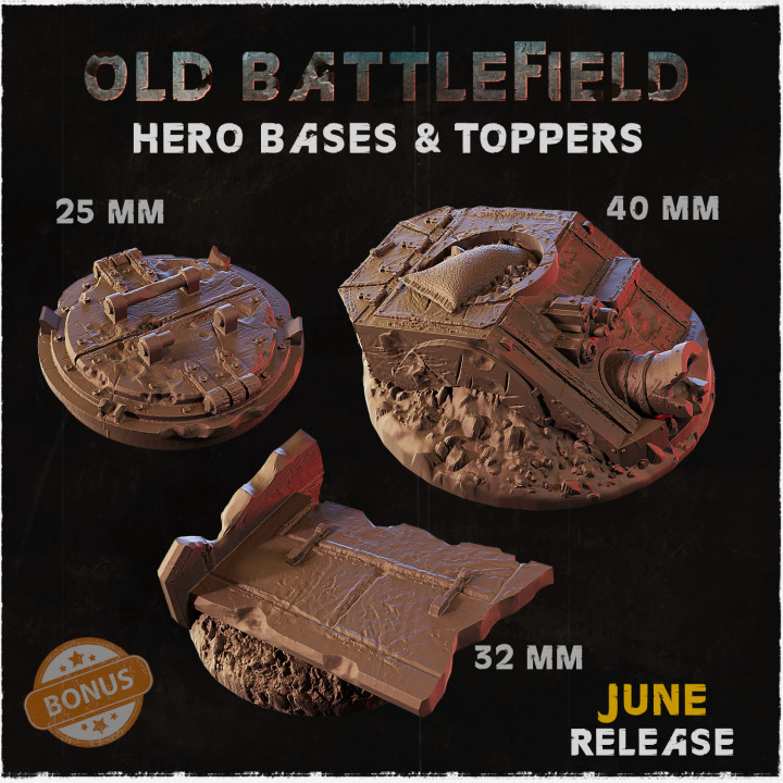 3D Printable Hero Bases & Toppers - Old Battlefield by Zabavka Workshop
