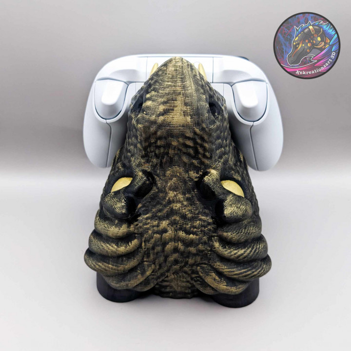 3D Printable Dragon Head Controller Holder by Kirsten M