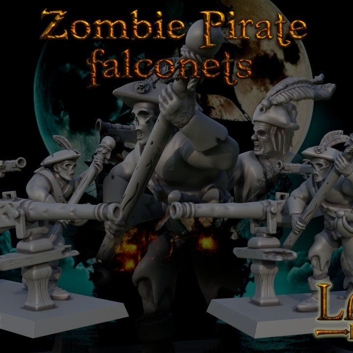 3D Printable Zombie Pirates Falconets by Landor Miniatures