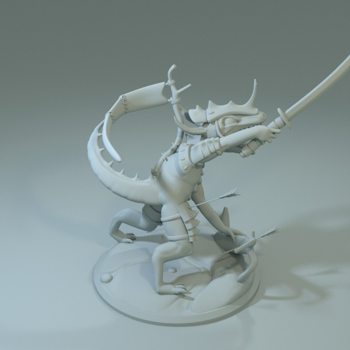 3D Printable lizard Samurai by The Cackling Kobold Company