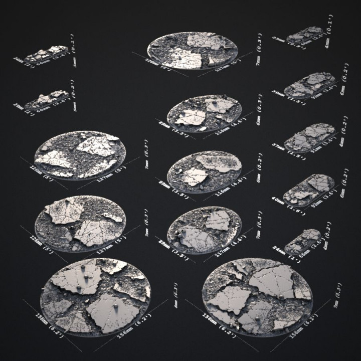 3D Printable Cracked Earth Topper Base Bundle by TableTopMinis